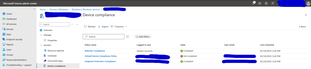 Intune Default Device Compliance Policy Fails Enrolled User Exists” Anonit